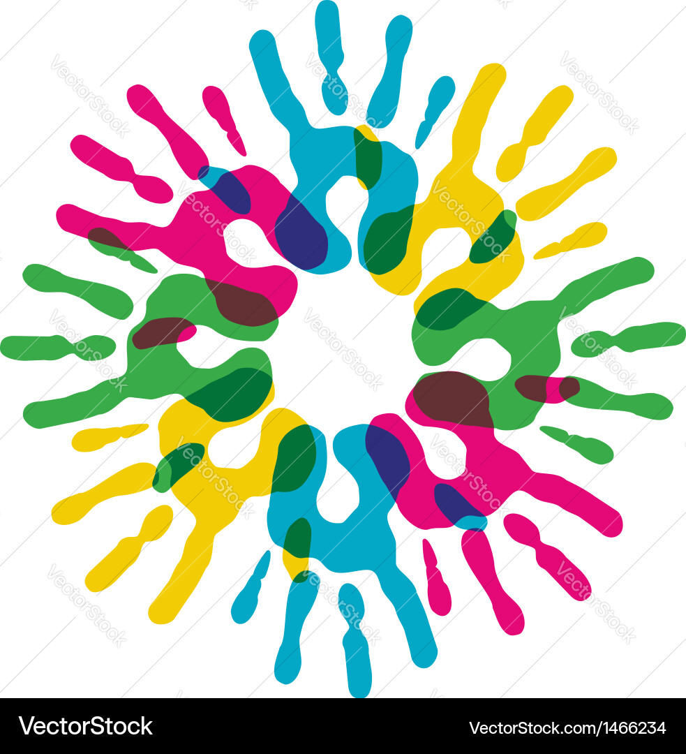 Multicolor diversity hands circle Royalty Free Vector Image