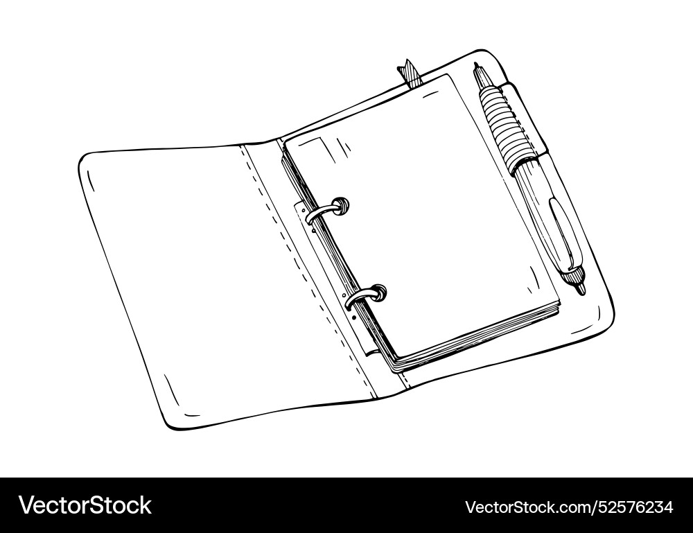 Open organizer planner office notebook Royalty Free Vector