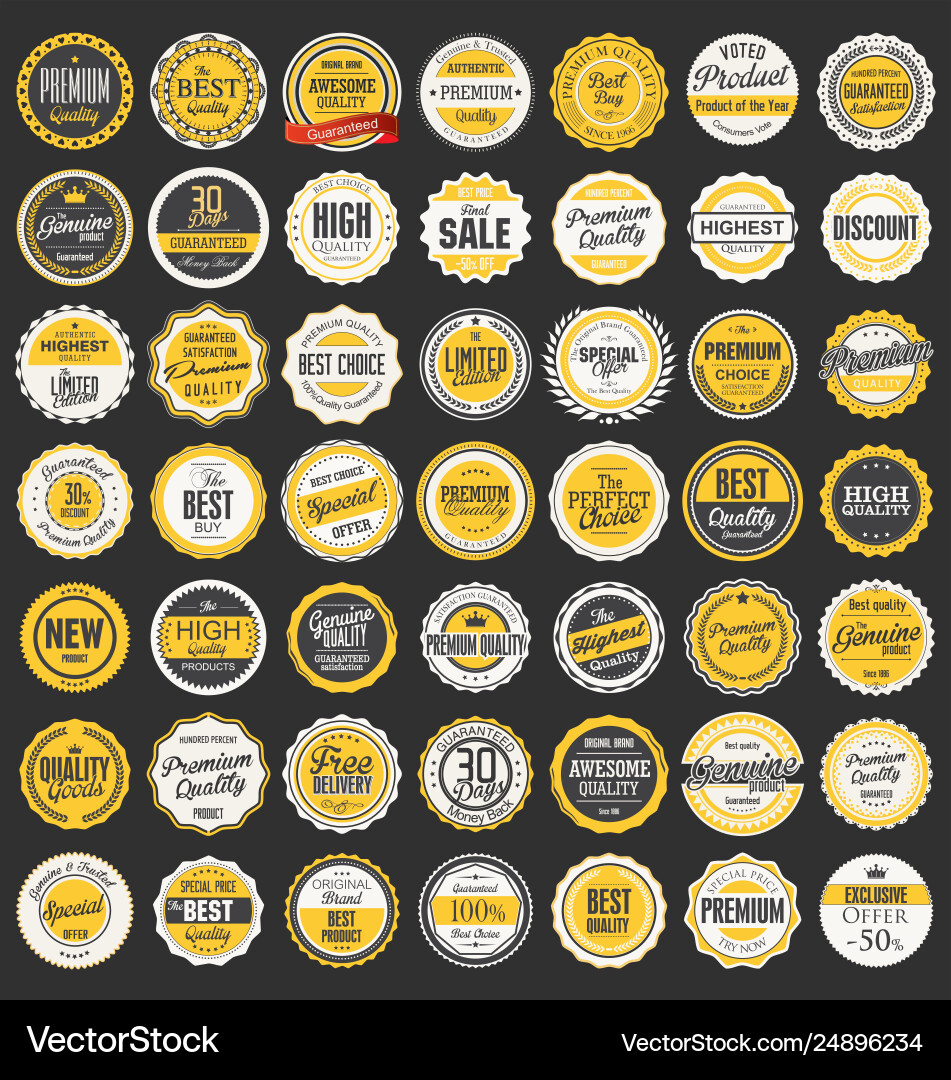 Premium quality retro badges collection Royalty Free Vector