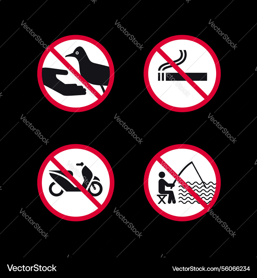 Prohibited signs forbidden round stickers set Vector Image