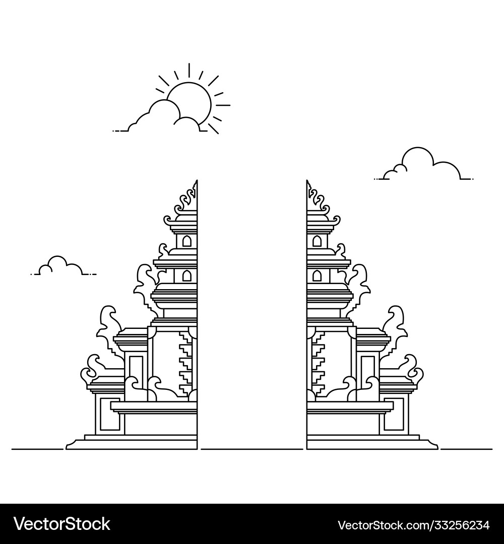 Simple line hindu temple gate background Vector Image