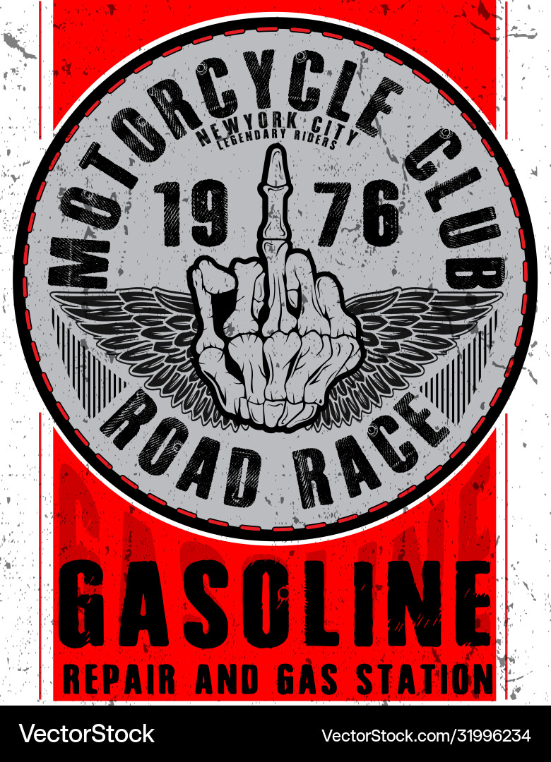 T-shirt or poster design with a motorcycle Vector Image