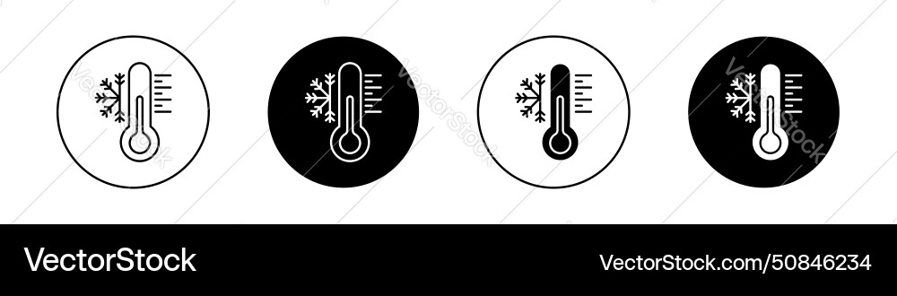 Thermometer cold icon set winter freezing Vector Image