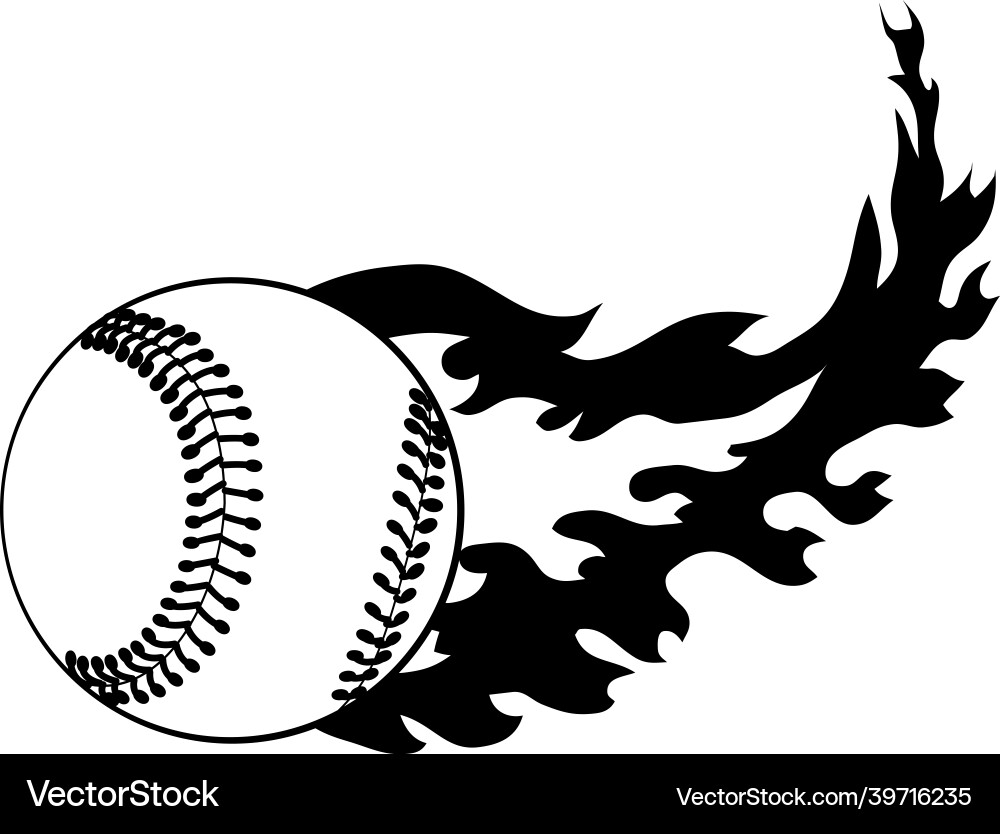 Baseball or softball ball on fire with fiery Vector Image