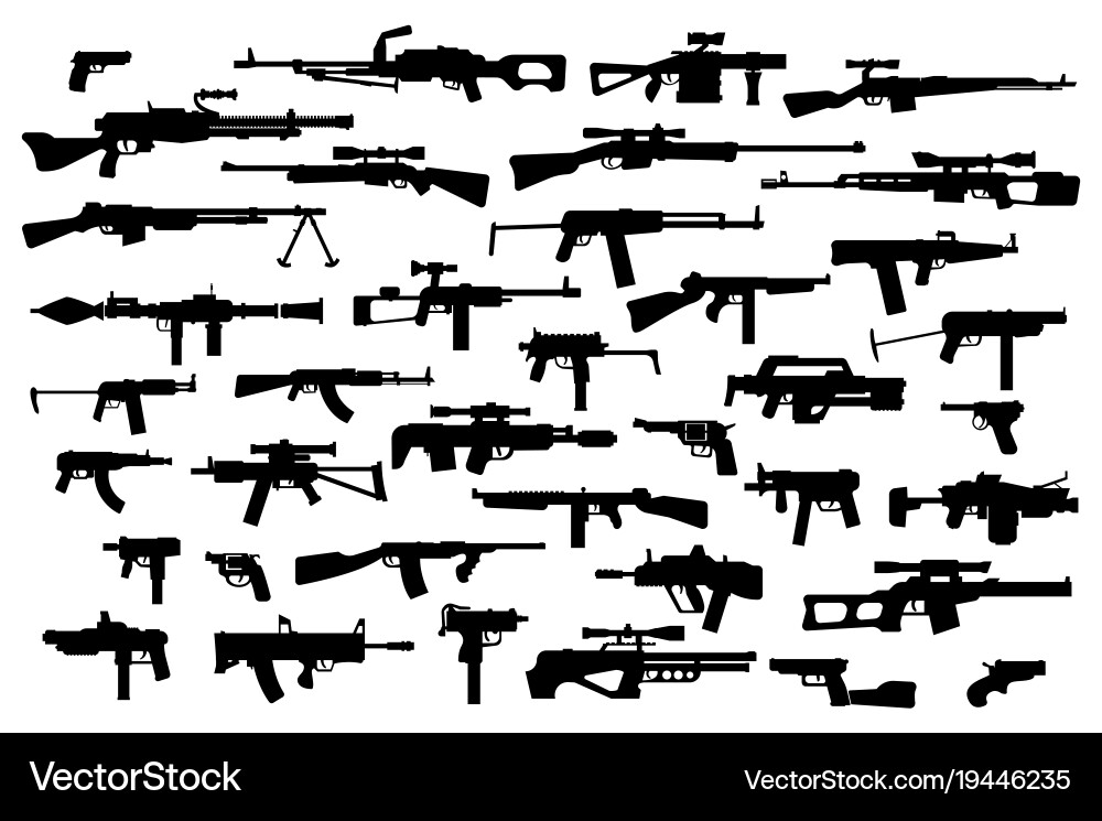Firearms big set of different modern fire Vector Image