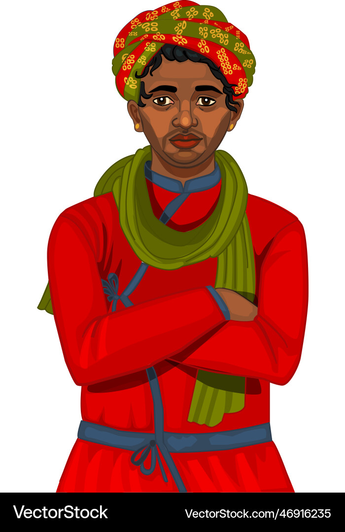 Indian young man in turban Royalty Free Vector Image
