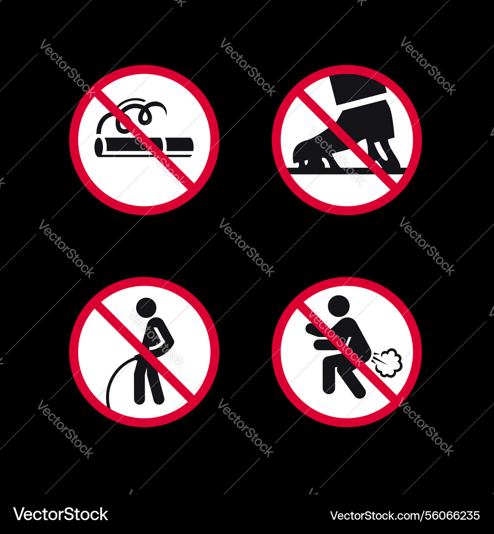 Prohibited signs forbidden round stickers set Vector Image