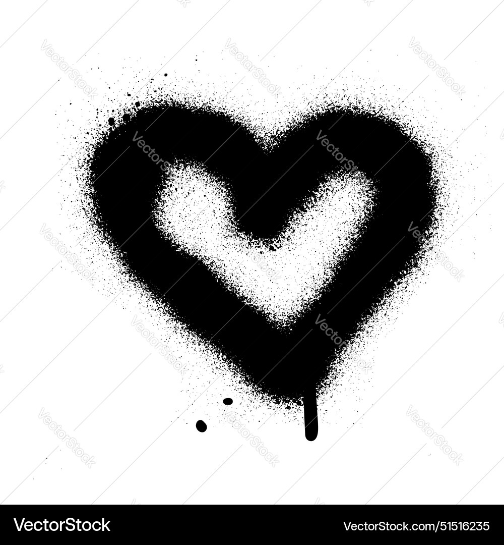 Spray textured graffiti doodle punk shape - heart Vector Image