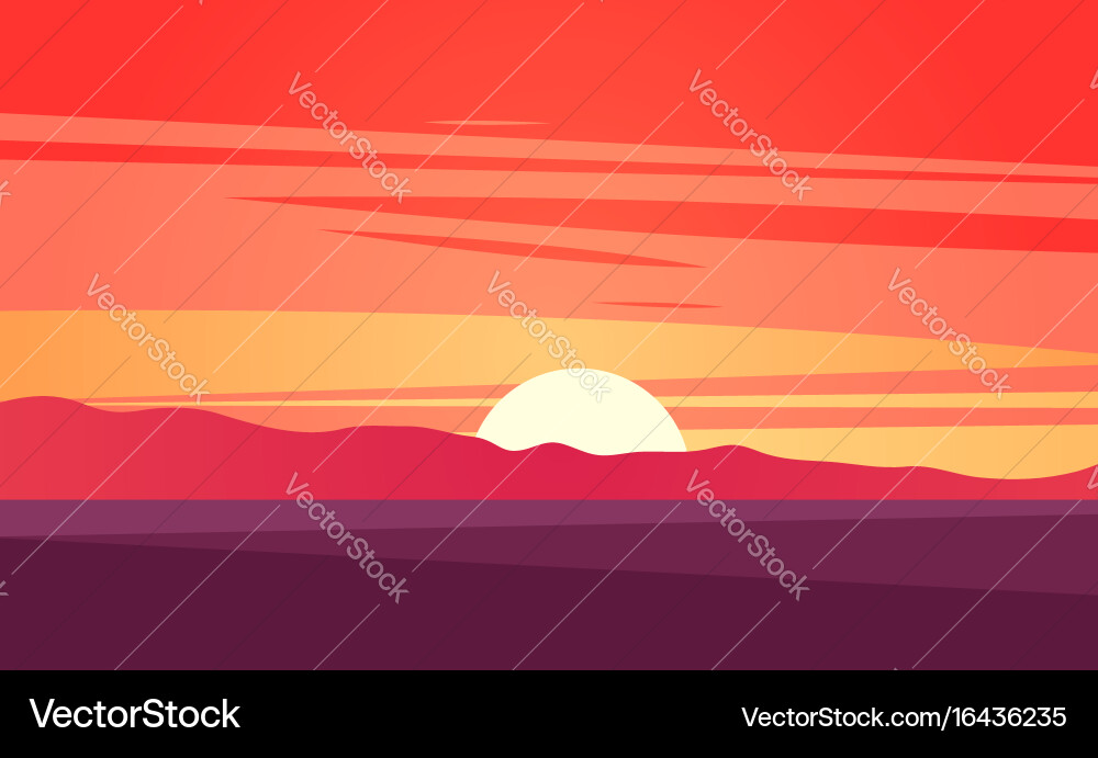 Sunset landscape Royalty Free Vector Image - VectorStock