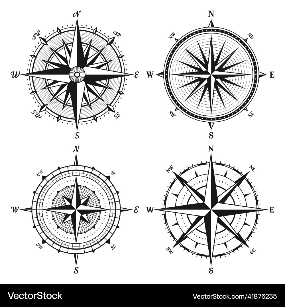 Vintage marine wind rose nautical chart Royalty Free Vector