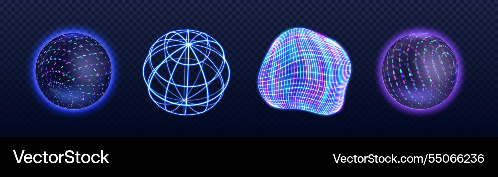 3d neon tech sphere collection with glowing effect