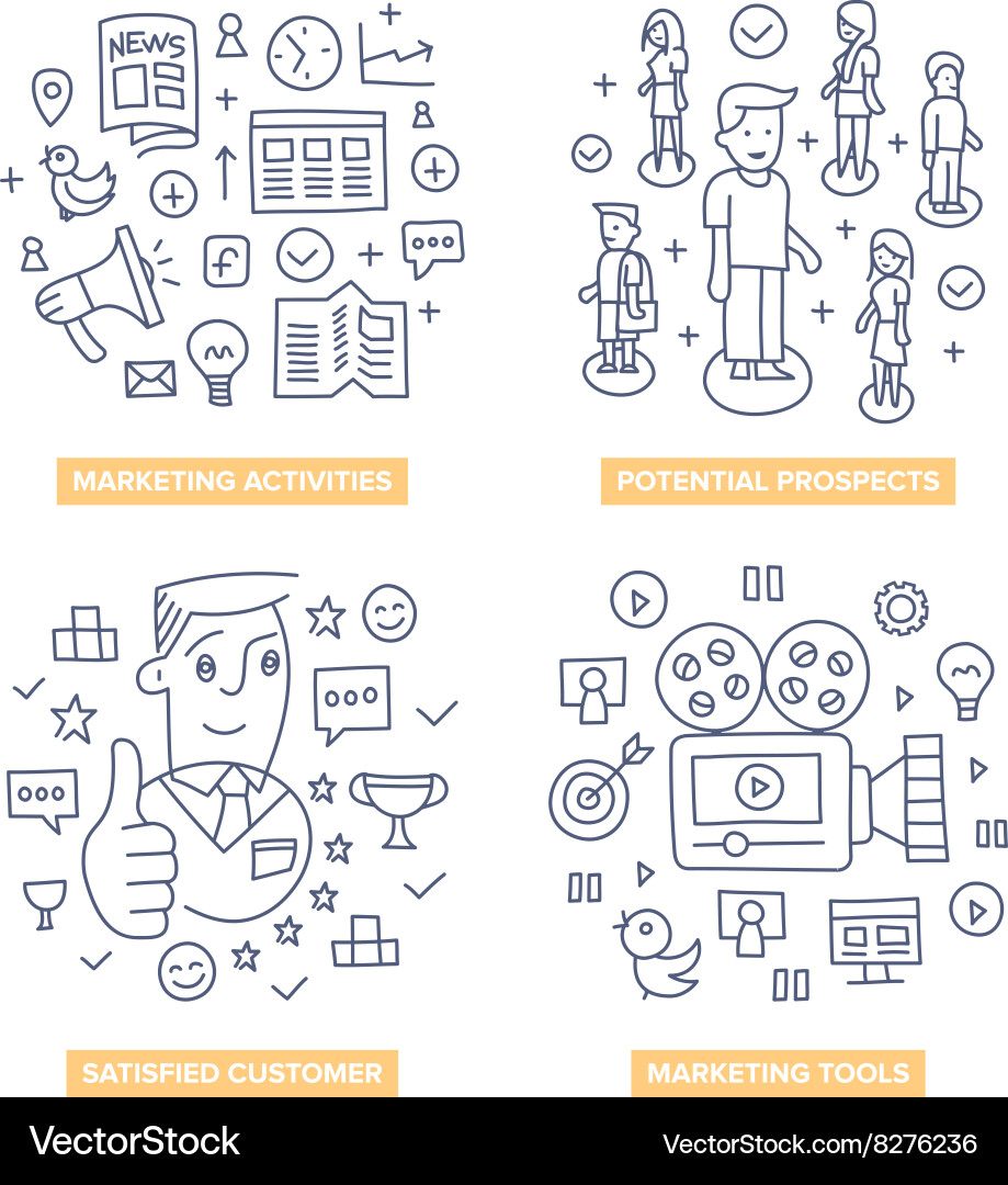 Customers marketing doodle concepts Royalty Free Vector