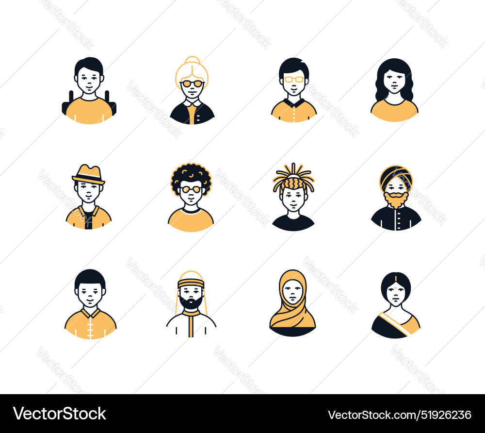 Different people - line design style icons set Vector Image