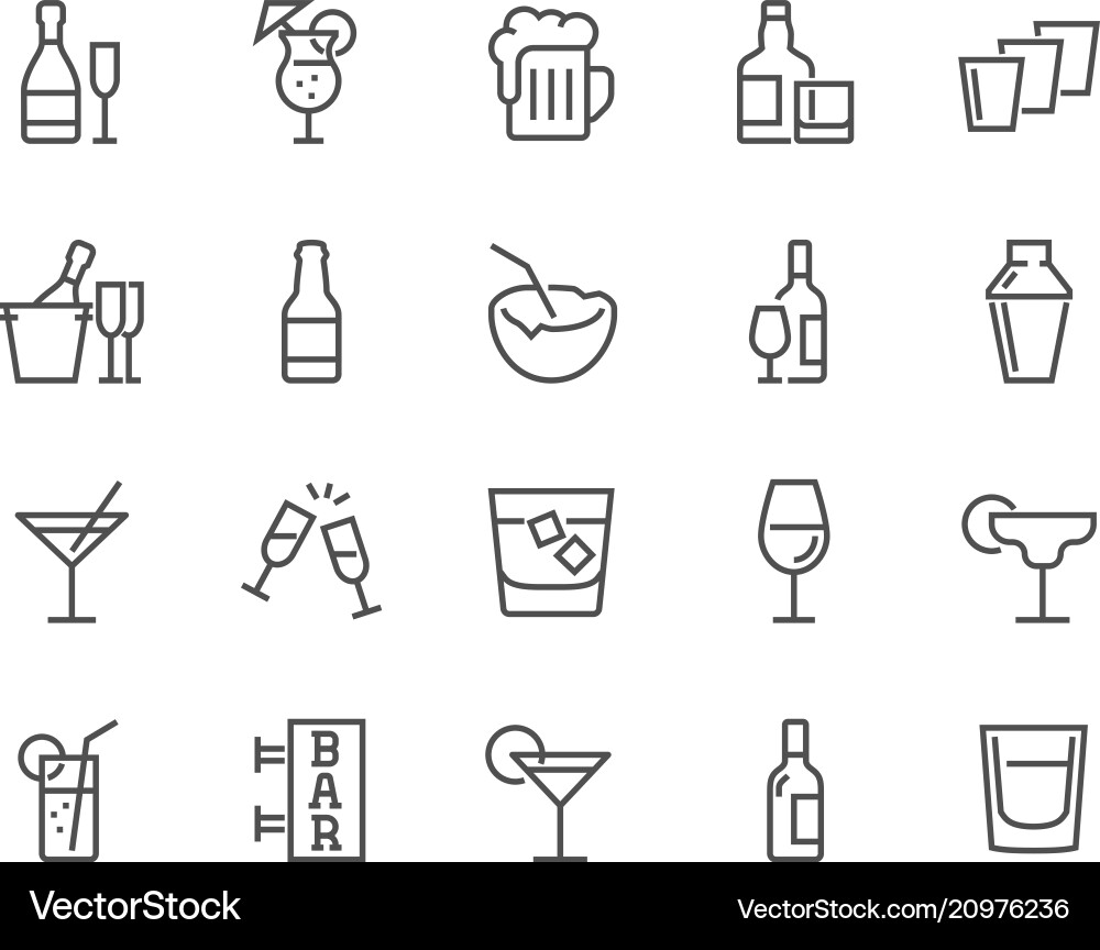 Line alcohol icons Royalty Free Vector Image - VectorStock