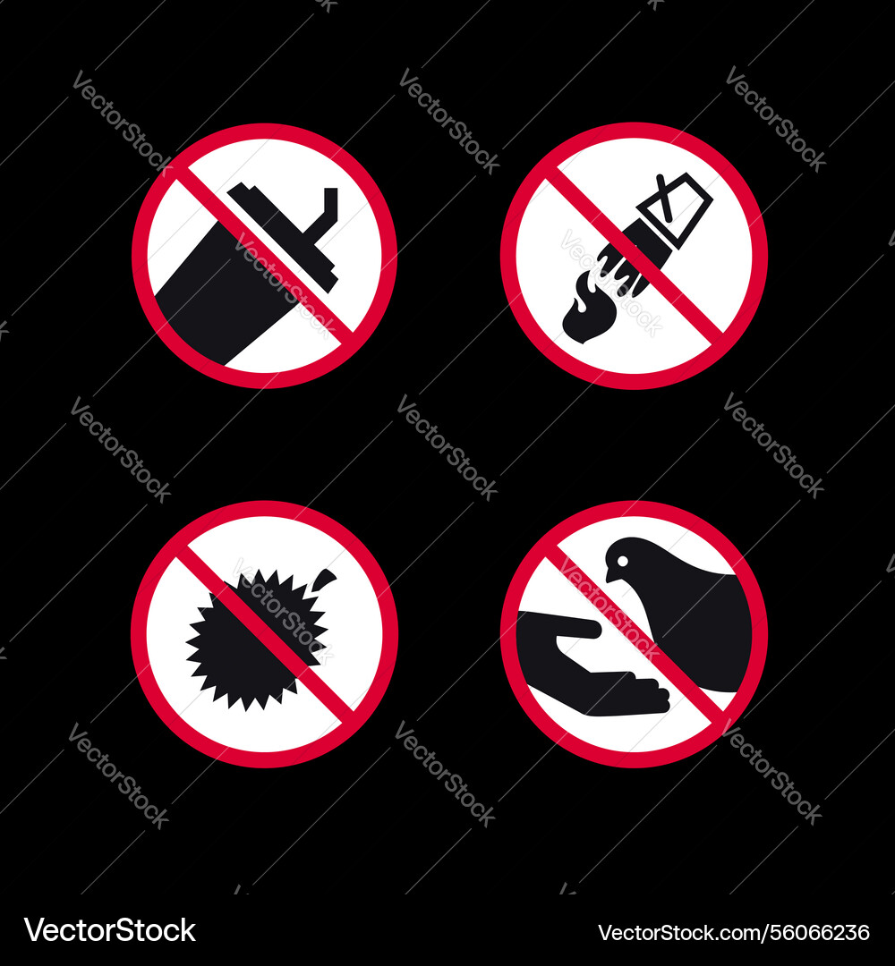 Prohibited signs forbidden round stickers set Vector Image