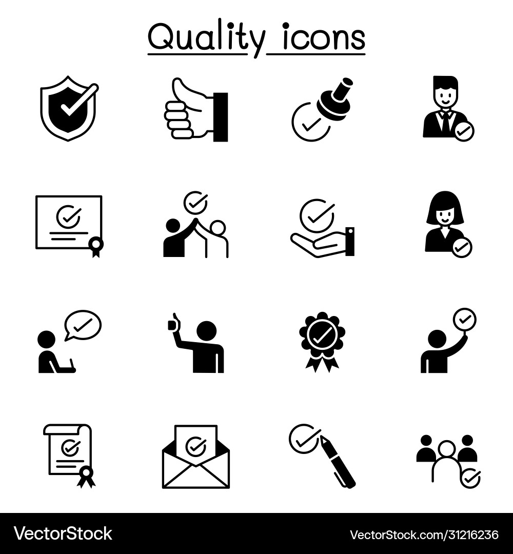 Quality approved check mark icons set graphic Vector Image