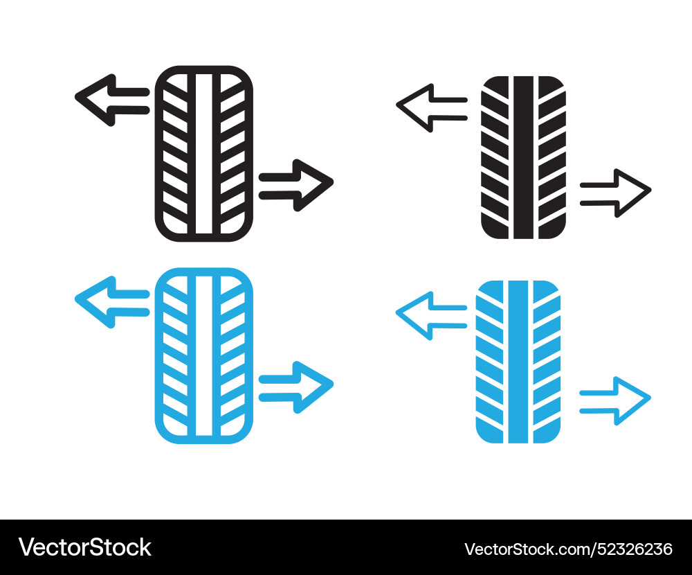 Wheel alignment icon black and white outline sign Vector Image