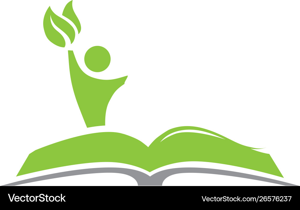 Abstract person with book and leaves Royalty Free Vector