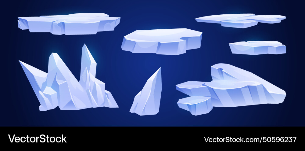 Cartoon iceberg and glacier pieces floating Vector Image
