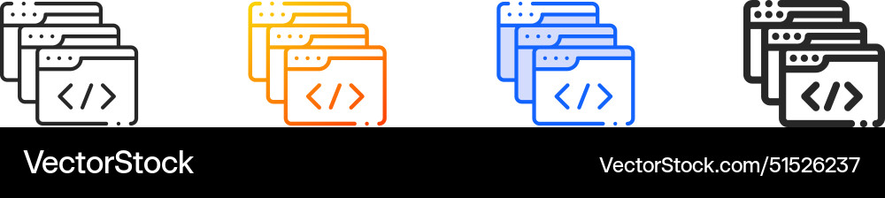 Coding iconthin linear gradient blue stroke Vector Image