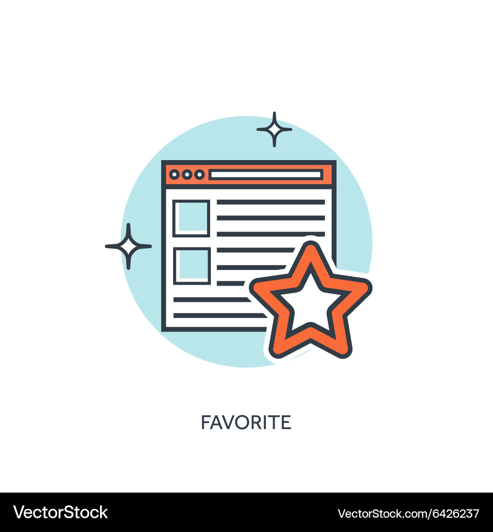 Flat linedstar favorite star icon browser Vector Image
