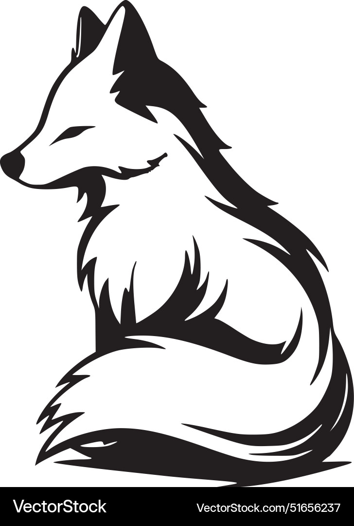 Fox - black and white Royalty Free Vector Image
