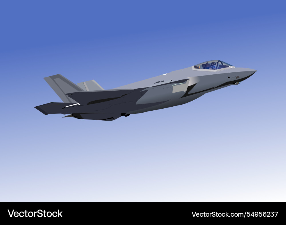 Modern fighter jet soaring through blue sky Vector Image