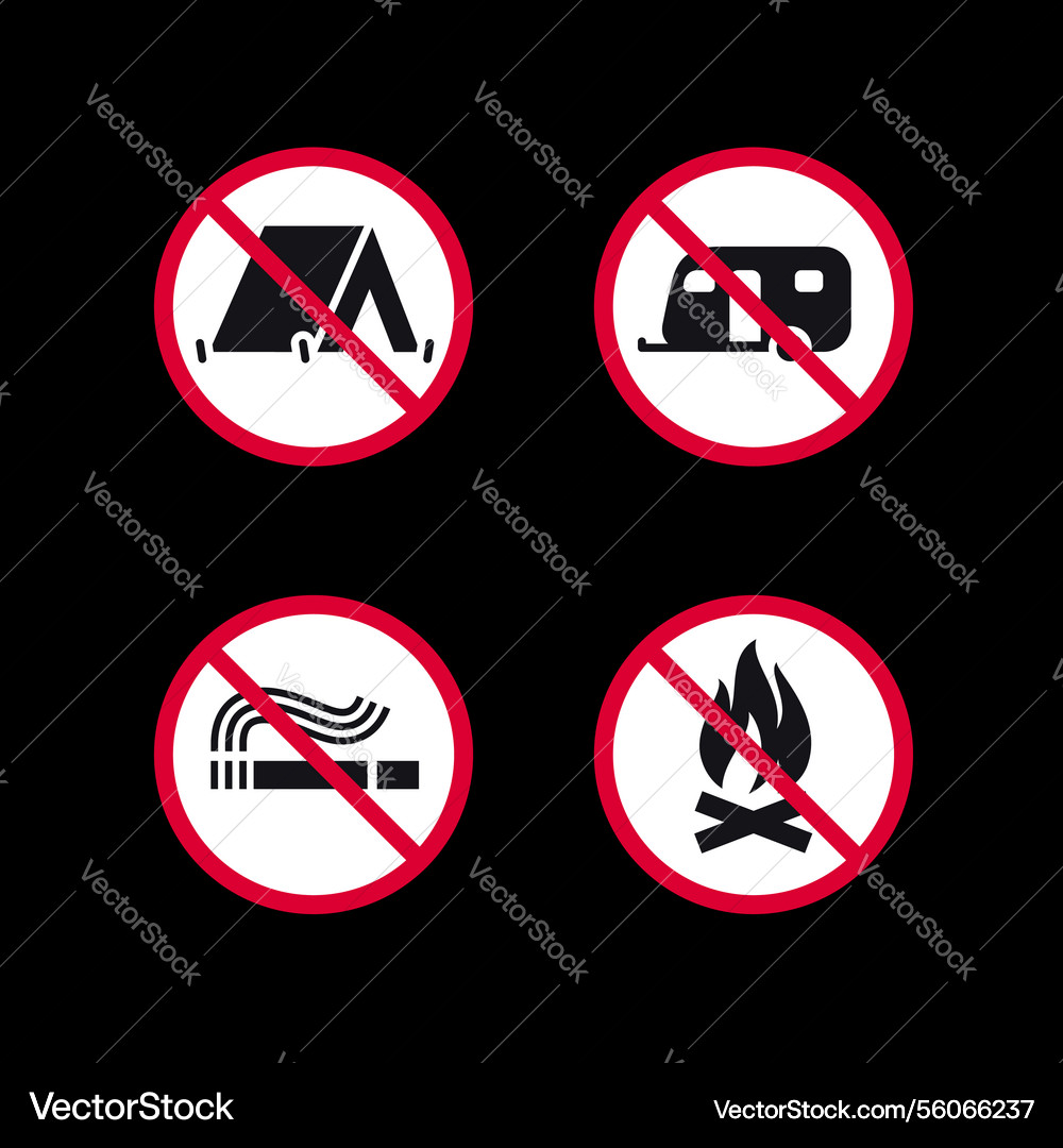 Prohibited signs forbidden round stickers set Vector Image