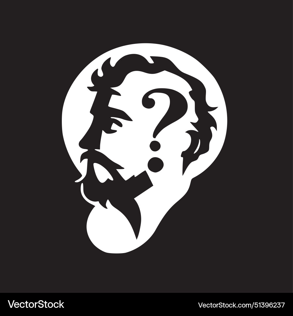 Question - minimalist and flat logo Royalty Free Vector