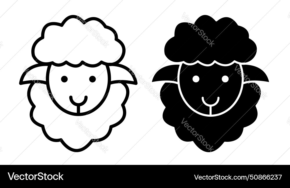 Sheep icon set animal face symbol Royalty Free Vector Image