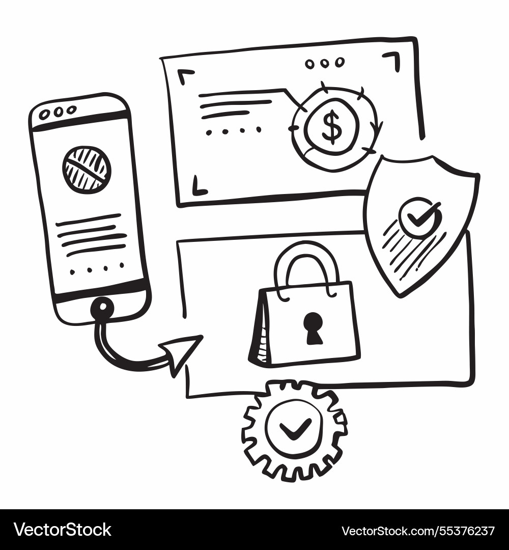 Social engineering fraud and cybersecurity system Vector Image