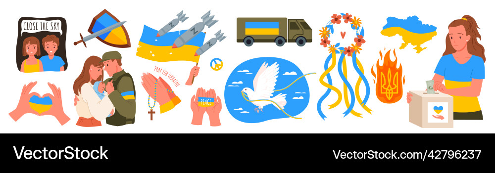 Support assistance and help for ukraine set Vector Image