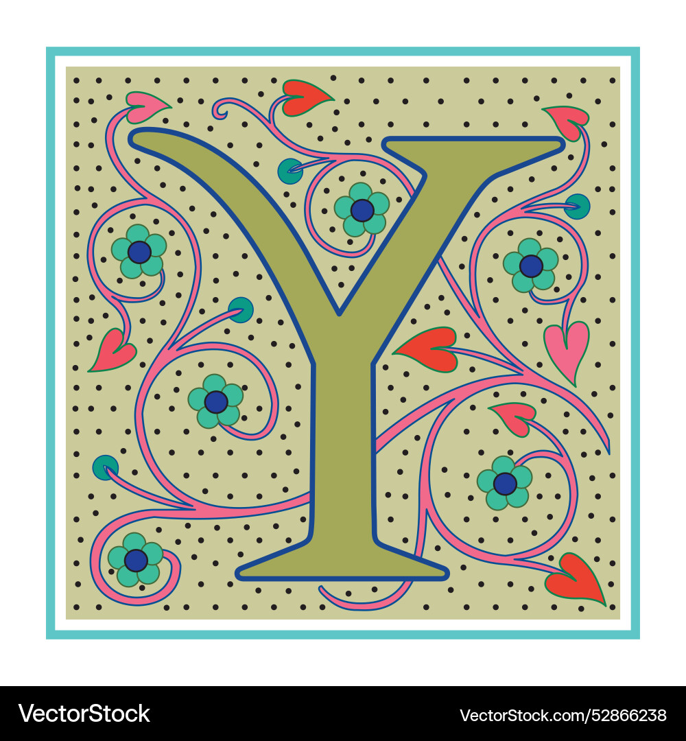 Art nabel initial caps font capital letter y Vector Image
