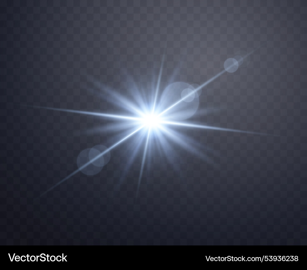Blue sunlight lens flare sun flash with rays Vector Image