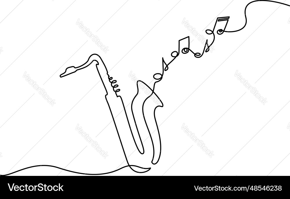Elegant Saxophone Line Art Royalty Free Vector Image