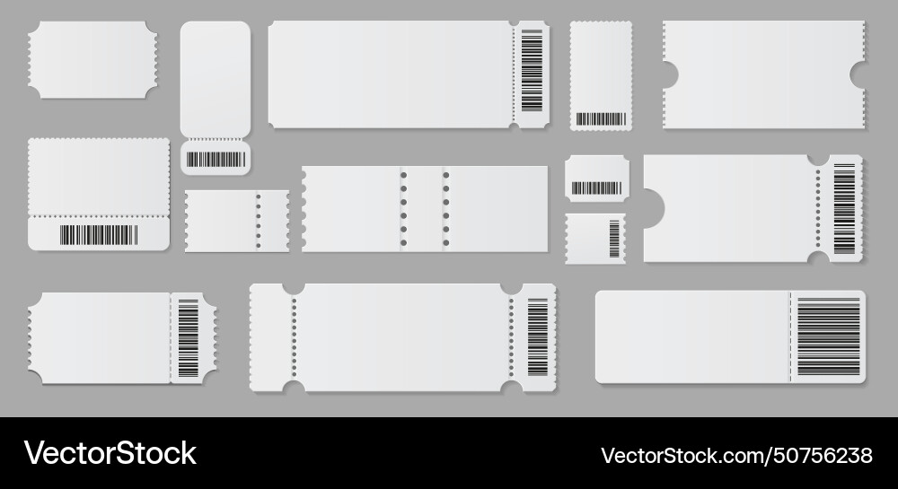 Empty tickets or coupons with bar codes Royalty Free Vector