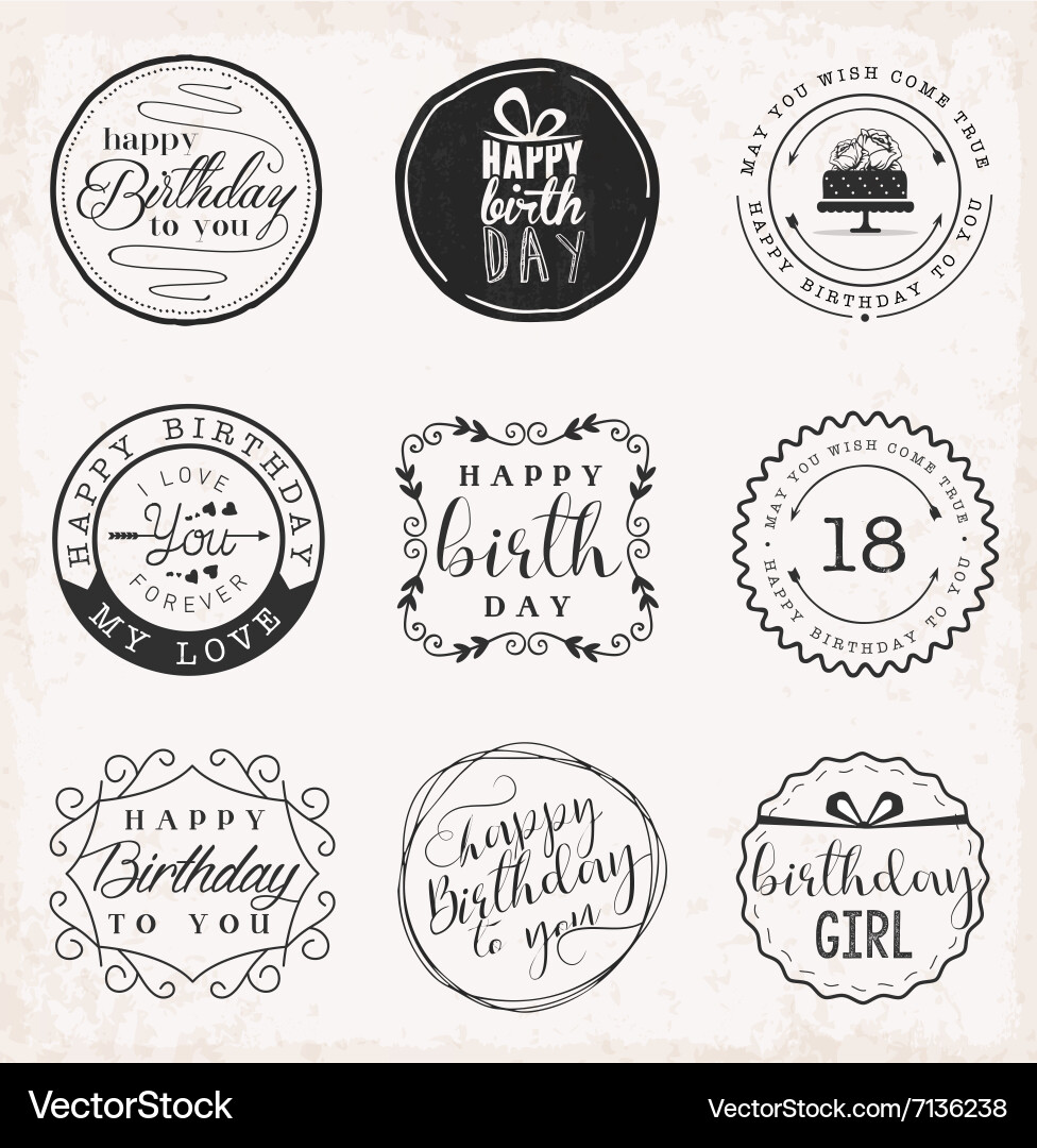 Happy birthday greeting card design elements Vector Image