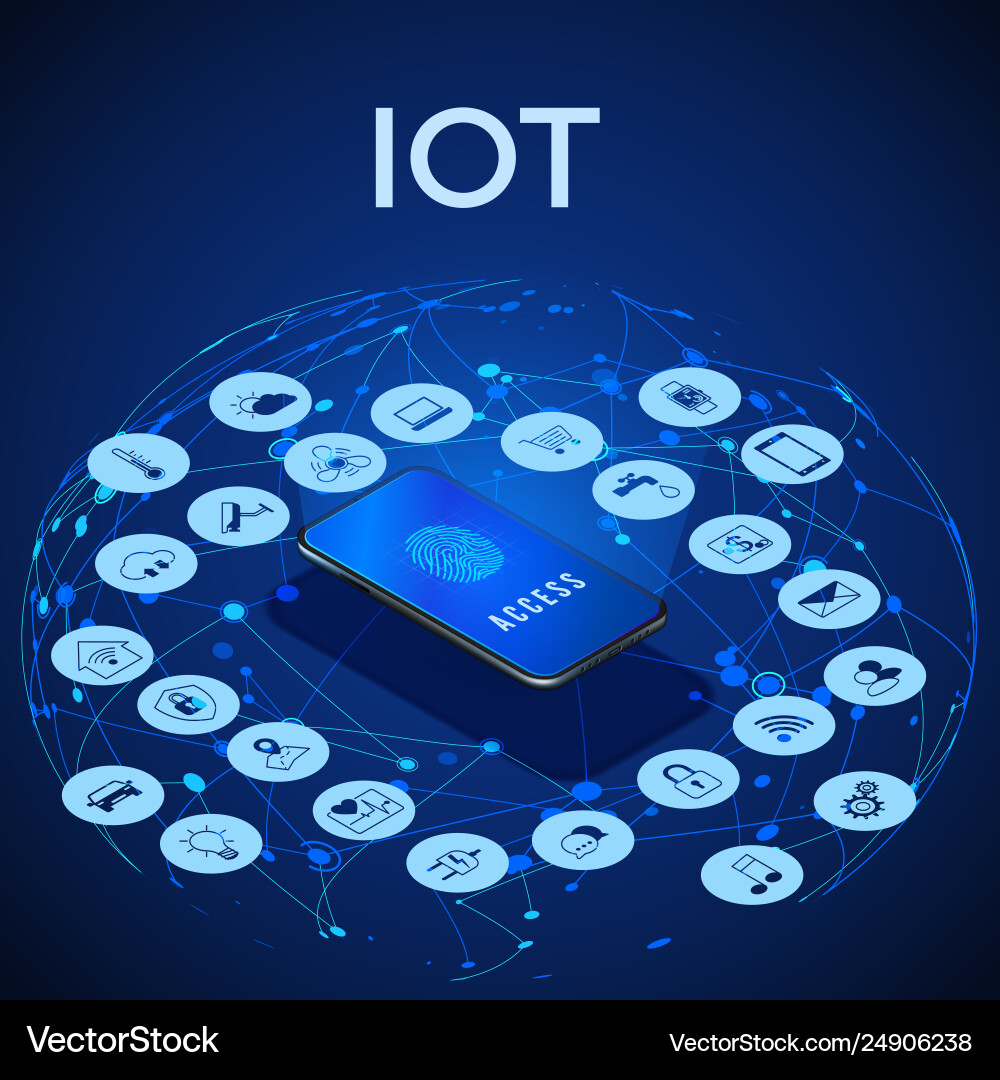 Iot isometric concept digital global ecosystem Vector Image