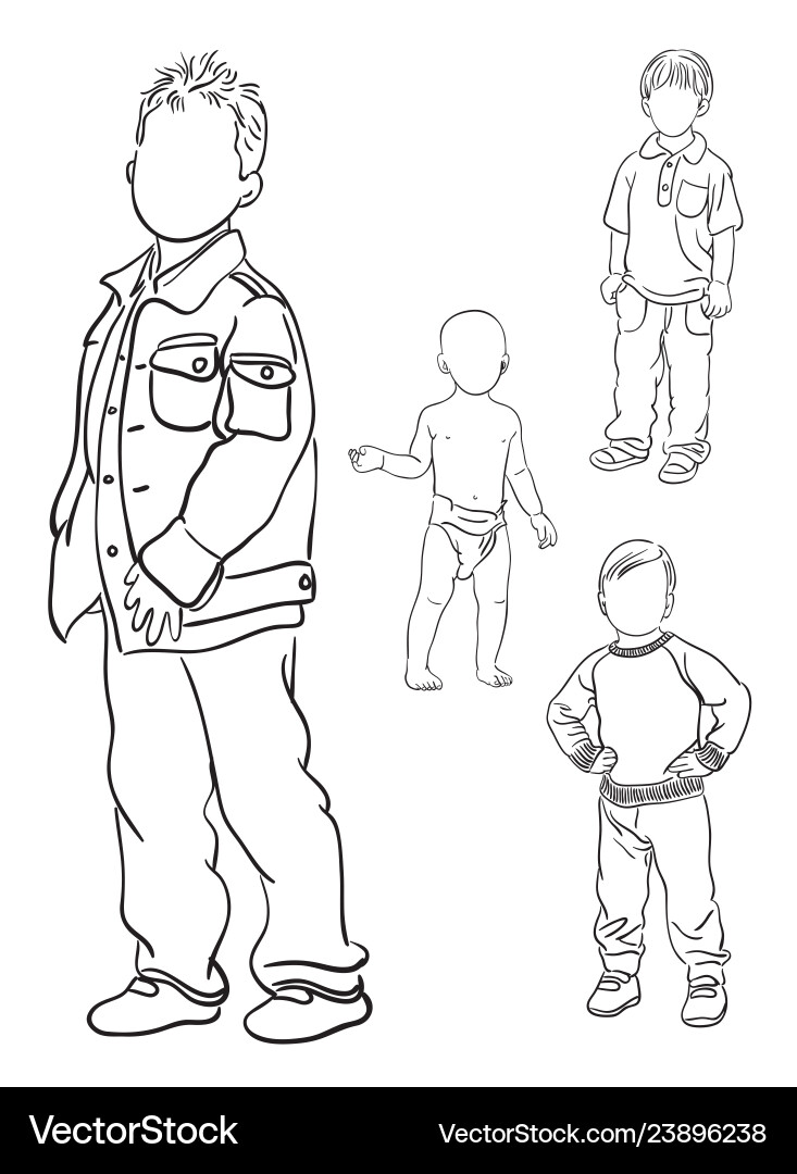 Kids line art 02 Royalty Free Vector Image - VectorStock