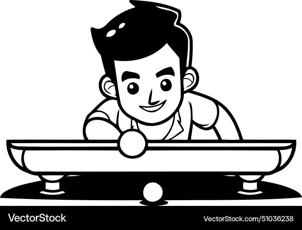 Man playing billiards cartoon in flat style Vector Image