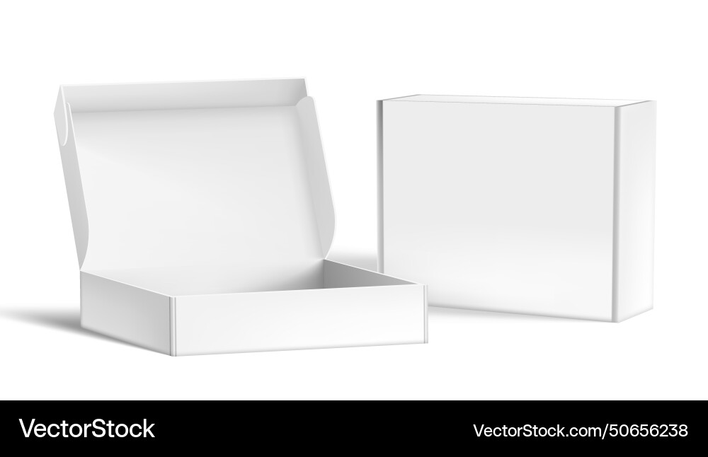 Open and closed blank big packaging boxes Vector Image
