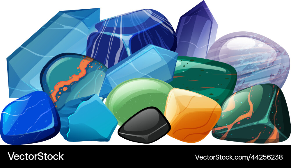 Pile of gemstones and crystals Royalty Free Vector Image