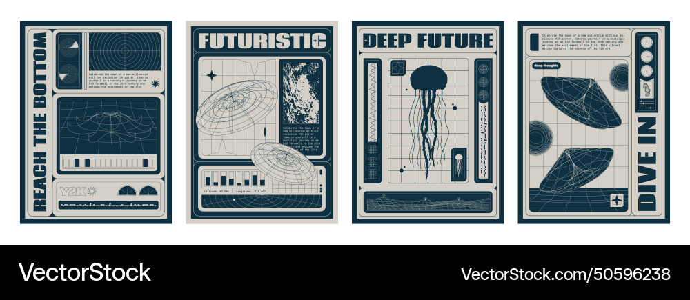 Poster design template in trendy y2k style Vector Image
