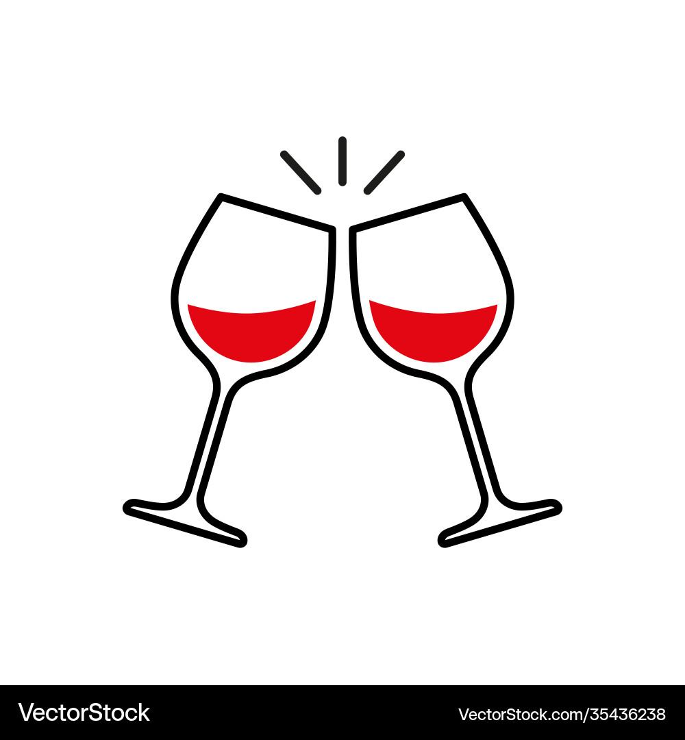 Toast clink two glasses with red wine Royalty Free Vector