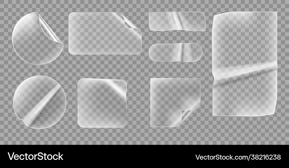 Transparent stickers clear wrinkled labels Vector Image