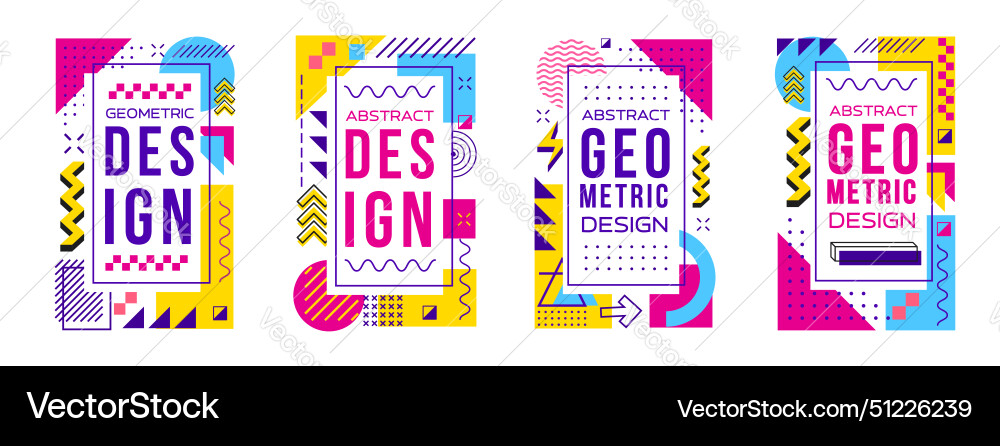 Abstract modern geometric memphis posters banners Vector Image