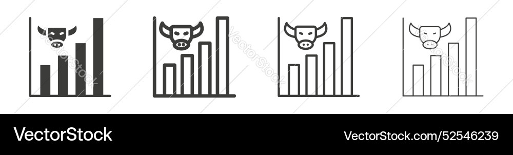 Bull market icon set on white background Vector Image