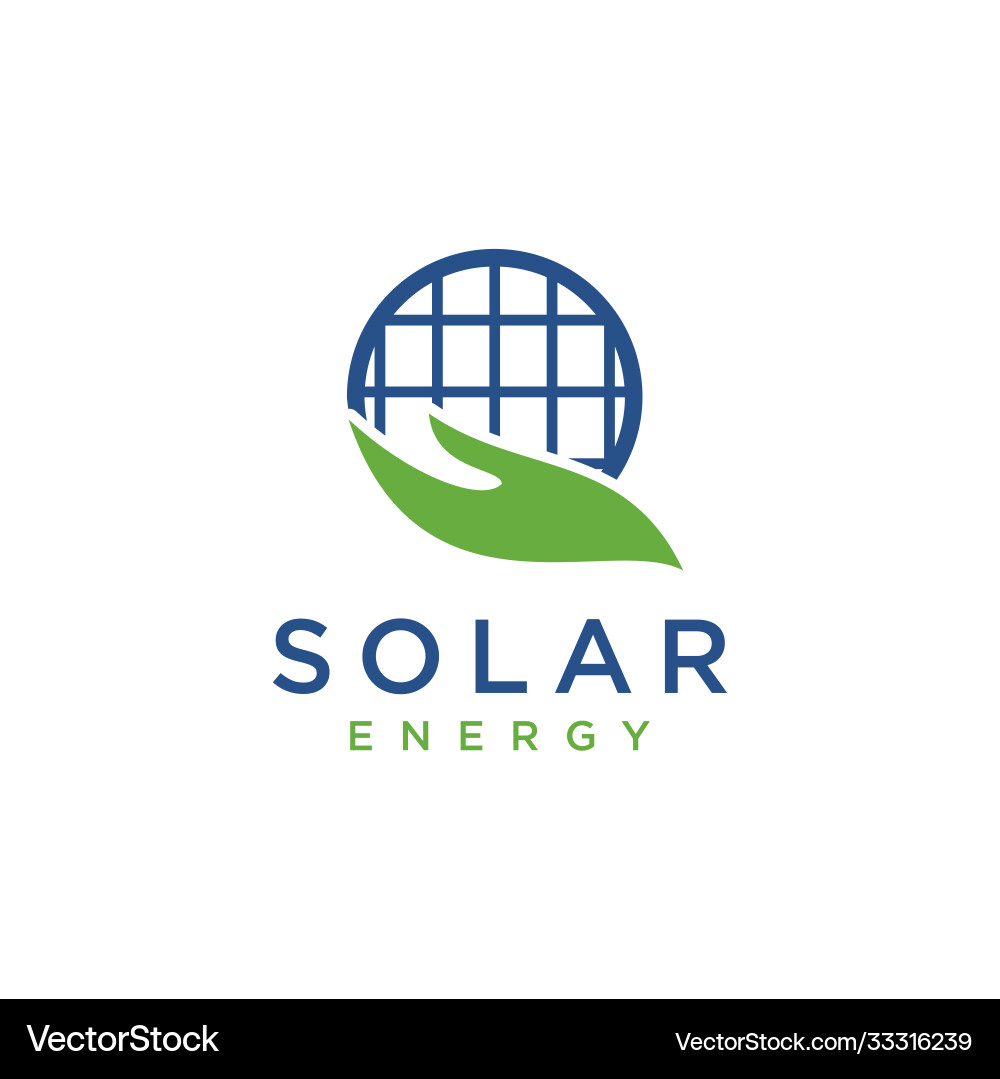 Hand and solar globe eco friendly energy logo Vector Image