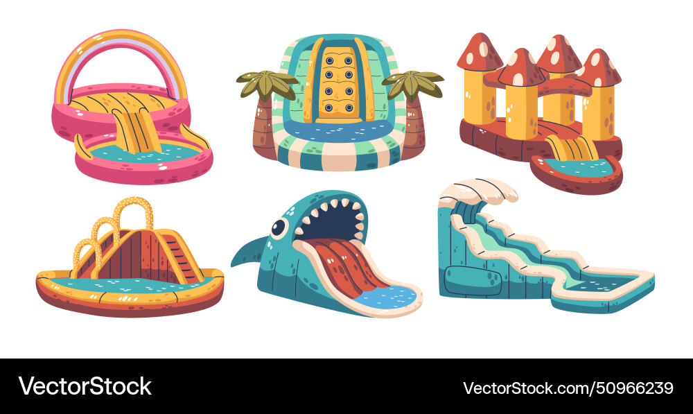 Inflatable slides with pools large air-filled Vector Image