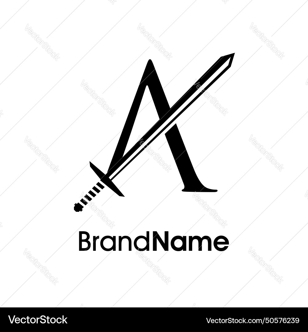 Luxury initial a sword logo Royalty Free Vector Image